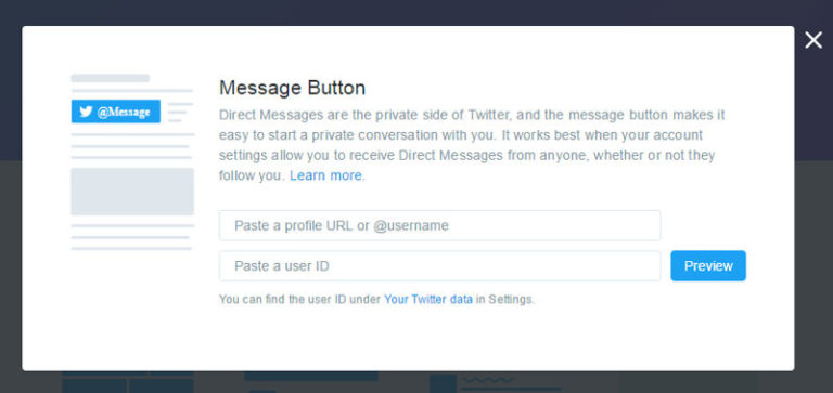 How to use Twitters Direct Message (DM) Button - Support Questions
